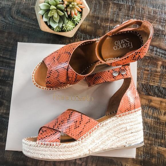 Franco Sarto | Shoes | Franco Sarto Orange Snake Print Espadrille ...